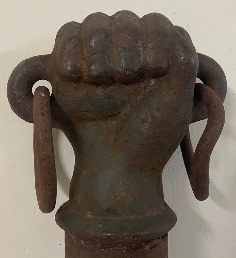 19th Century Cast Iron Clinched Fist Hitching Post For Sale at 1stDibs