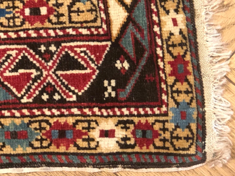 19th Century Caucasian Dagestan White Background and Diamond Pattern ...