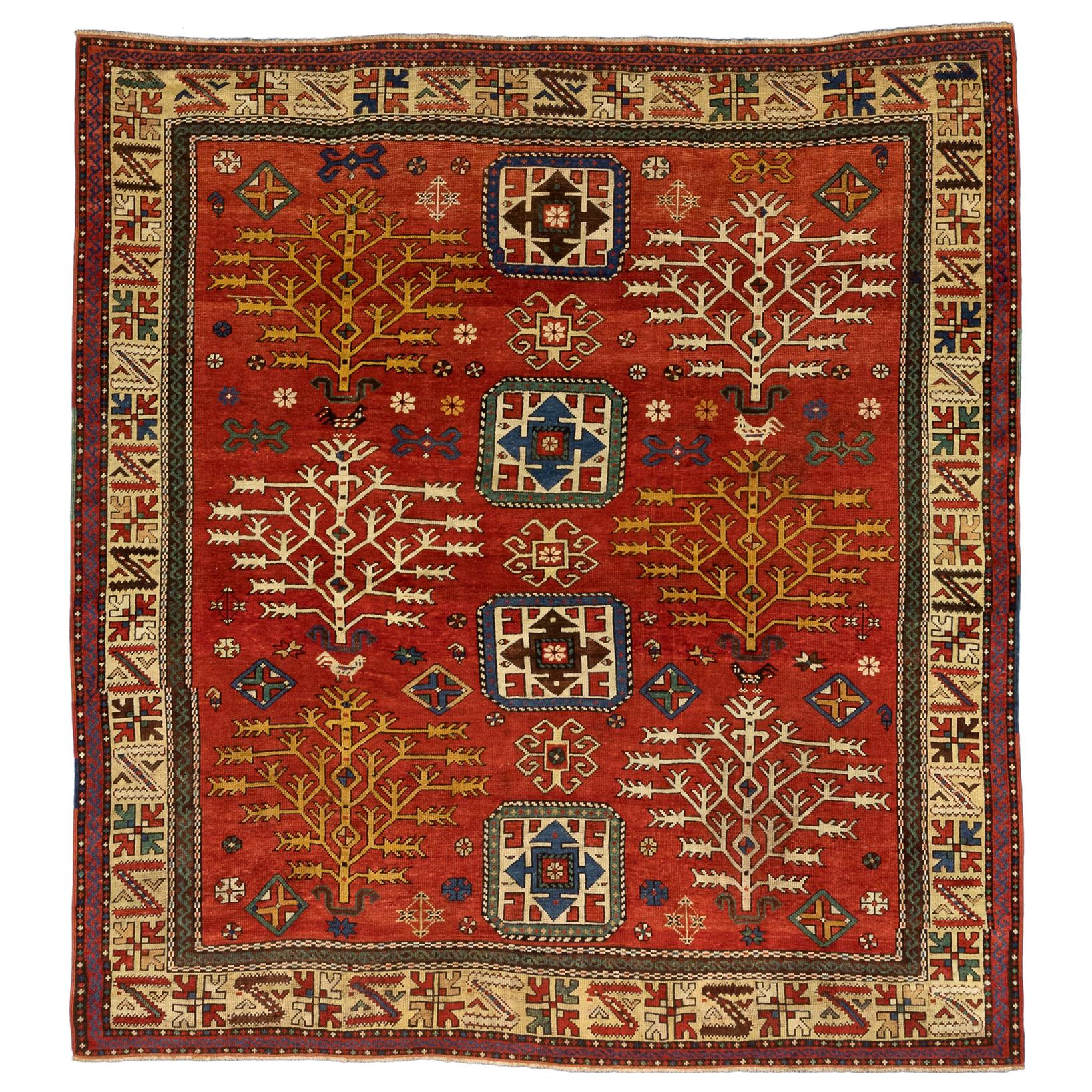 Late 19th Century Antique Caucasian Scatter Wool Rug For Sale at 1stDibs