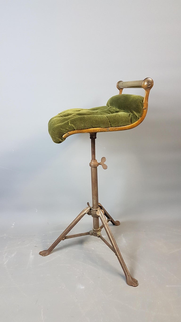 19th Century Cello Stool by C.H.Hare in Original Buttoned Velvet For ...
