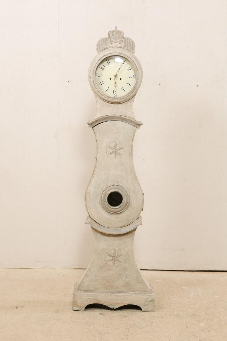 19th Century Central Swedish Floor Clock with Original Metal Face and ...