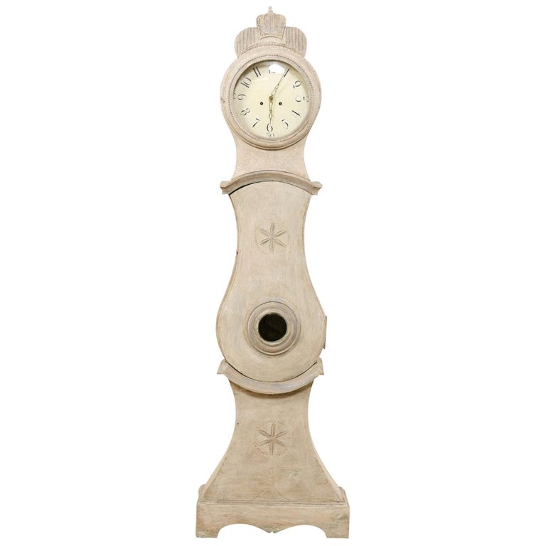 19th Century Central Swedish Floor Clock with Original Metal Face and ...