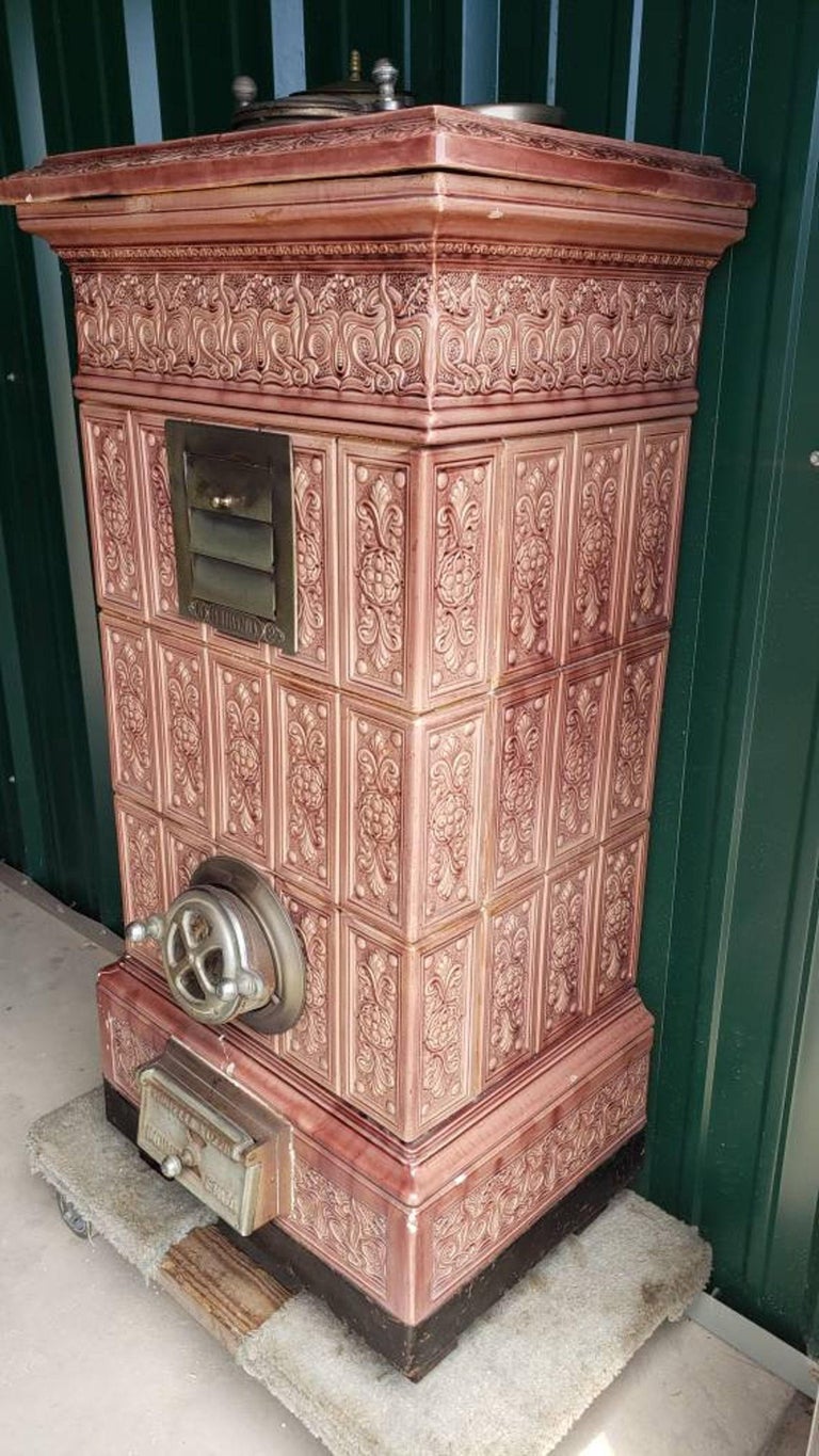 19th Century European Fratelli Pozzoli Majolica Ceramic Tile Heating ...