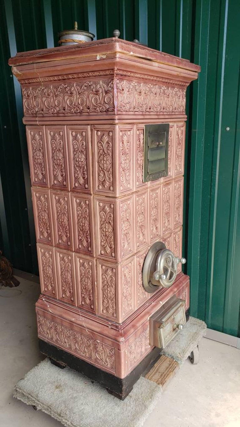 19th Century European Fratelli Pozzoli Majolica Ceramic Tile Heating ...