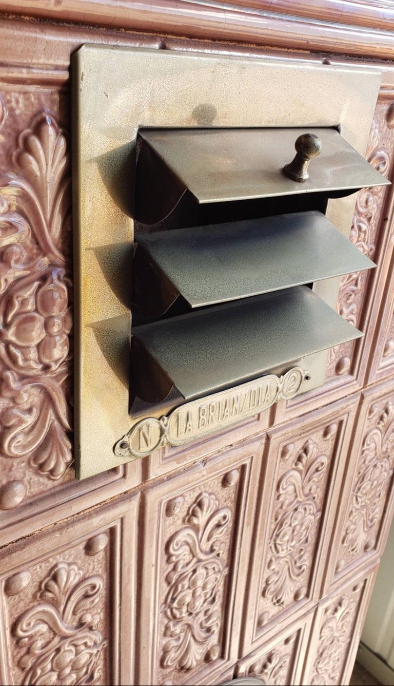 19th Century European Fratelli Pozzoli Majolica Ceramic Tile Heating ...