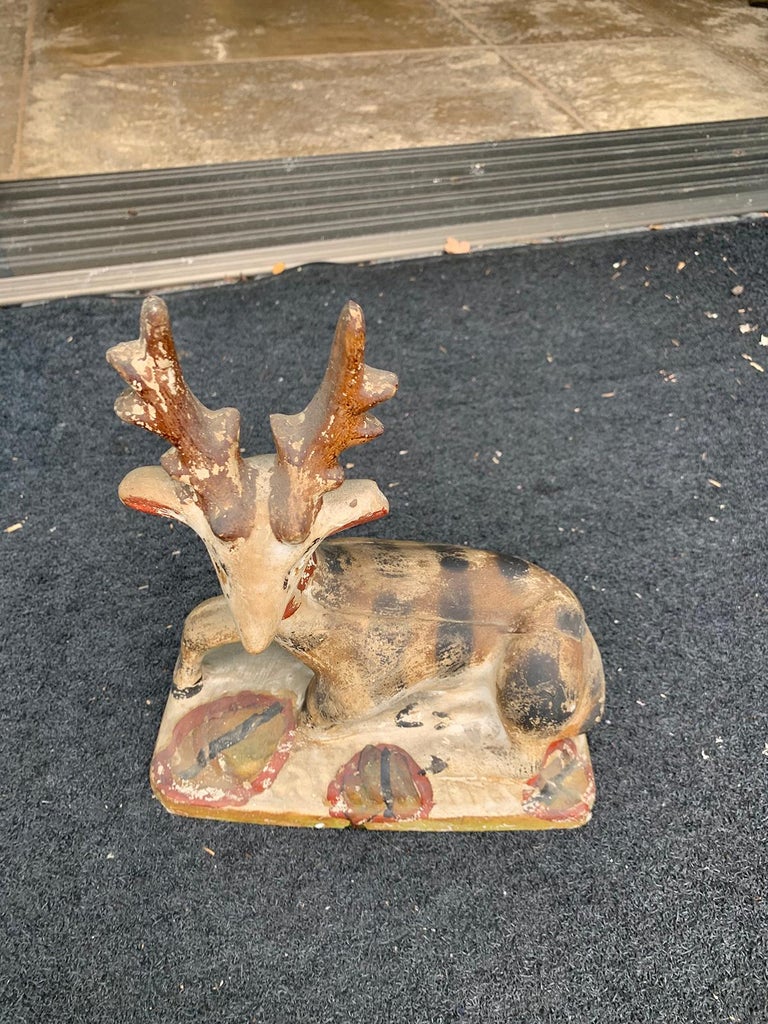 19th Century Chalkware Folk Art Polychrome Deer at 1stDibs