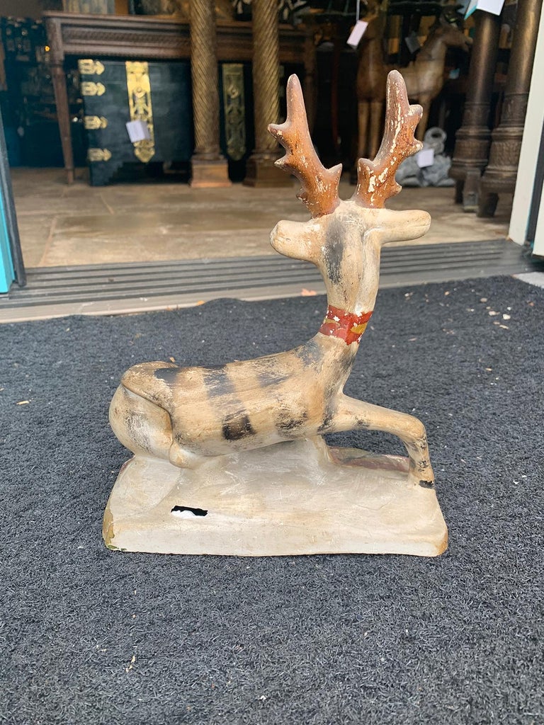 19th Century Chalkware Folk Art Polychrome Deer at 1stDibs