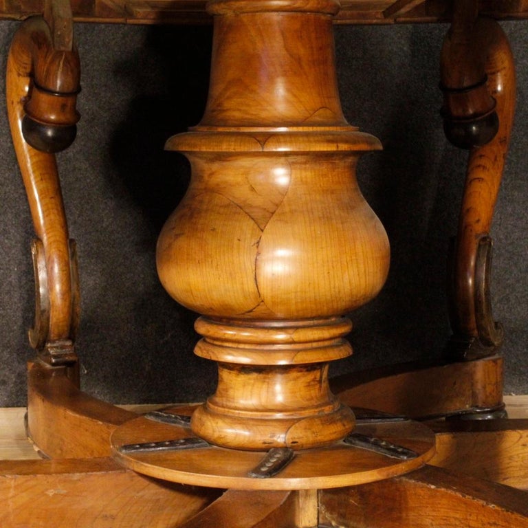 19th Century Cherrywood Italian Round Table, 1850 at 1stDibs