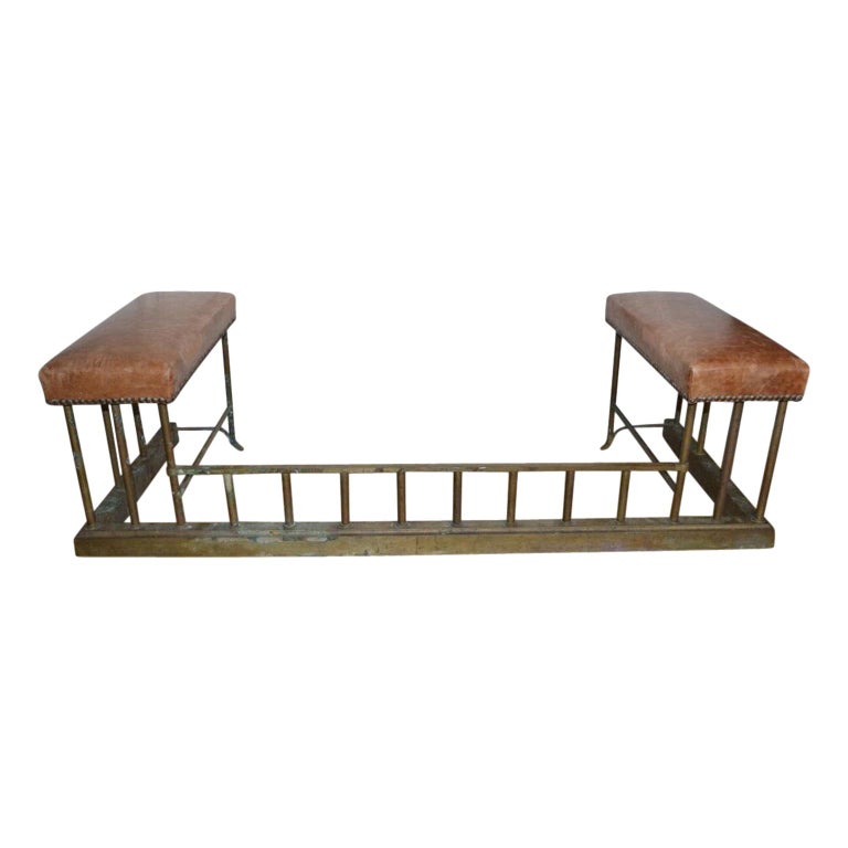 Late 19th Century Chesterfield Brass Fire Fender Bench at 1stDibs