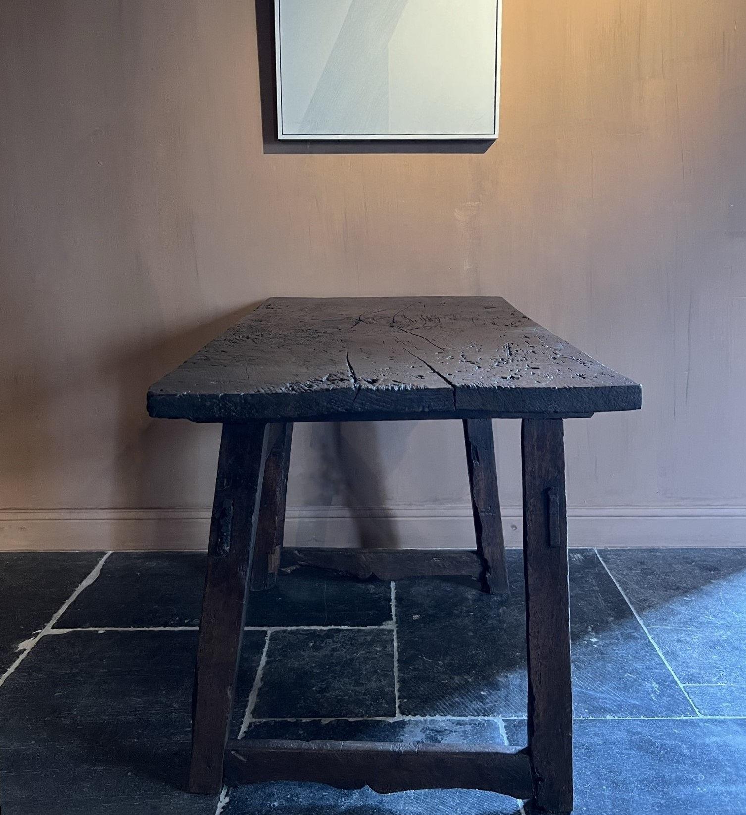 19th Century Chestnut Side Trestle Table at 1stDibs