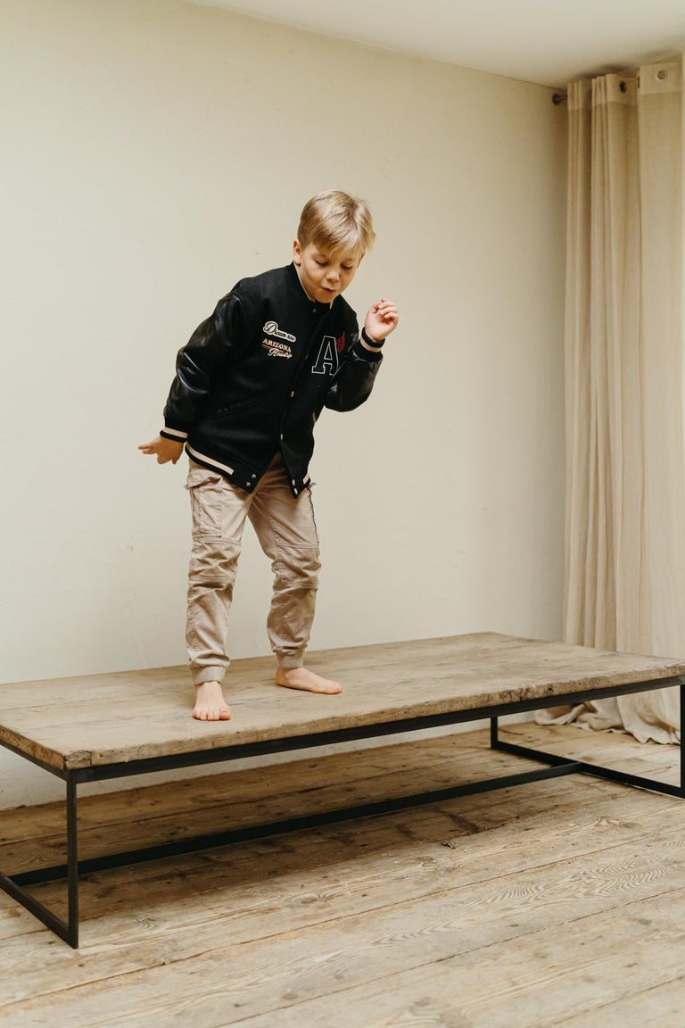 19th Century Chestnut Table Top on Contemporary Iron Base For Sale at ...