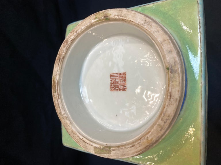 19th Century Chinese Antique Famille Rose Cong Vase For Sale at 1stDibs