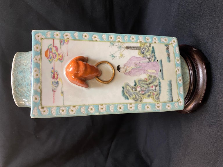 19th Century Chinese Antique Famille Rose Cong Vase For Sale at 1stDibs