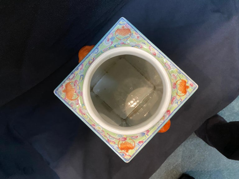 19th Century Chinese Antique Famille Rose Cong Vase For Sale at 1stDibs