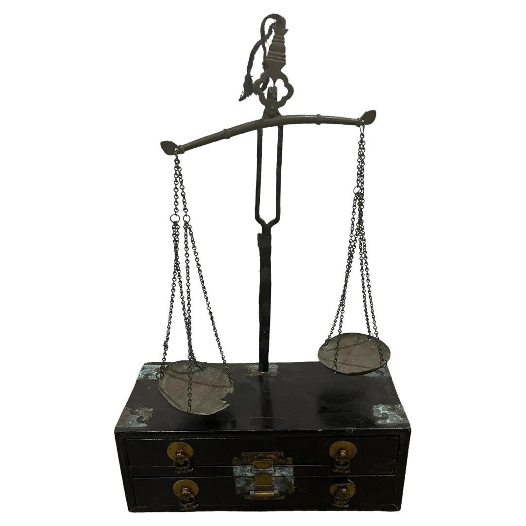 19th Century Gold/Apothecary Desktop Scale in Cherry and Brass by Henry ...