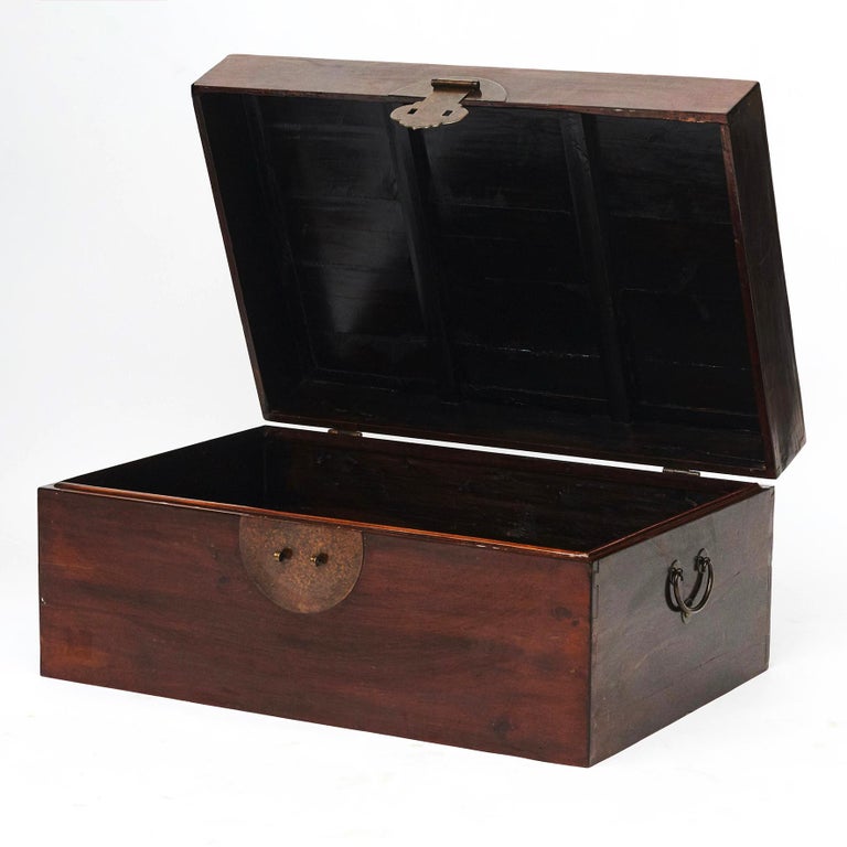 19th Century Chinese Basswood Blanket Chest with Round Brass Medallion ...