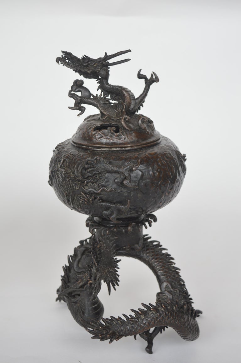 19th Century Chinese Bronze Dragon Incense Burners at 1stDibs