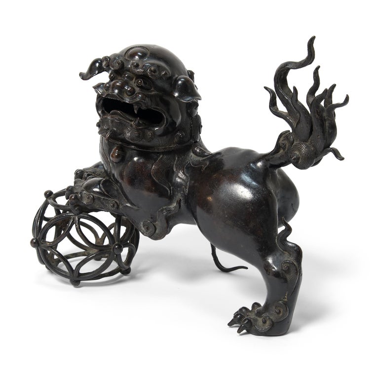 19th Century Chinese Bronze Fu Dog Censer at 1stDibs