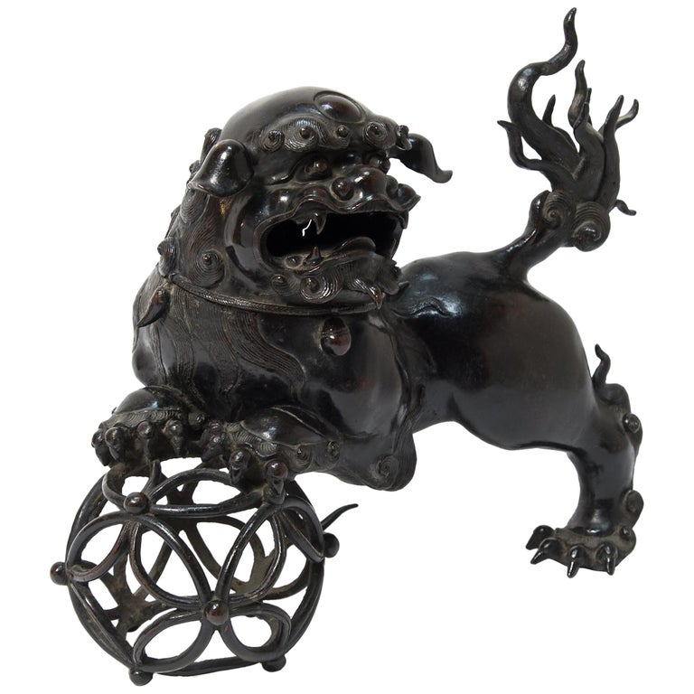 19th Century Chinese Bronze Fu Dog Censer at 1stDibs