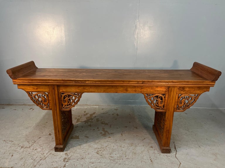 19th Century Chinese Carved Elmwood Alter Table For Sale at 1stDibs