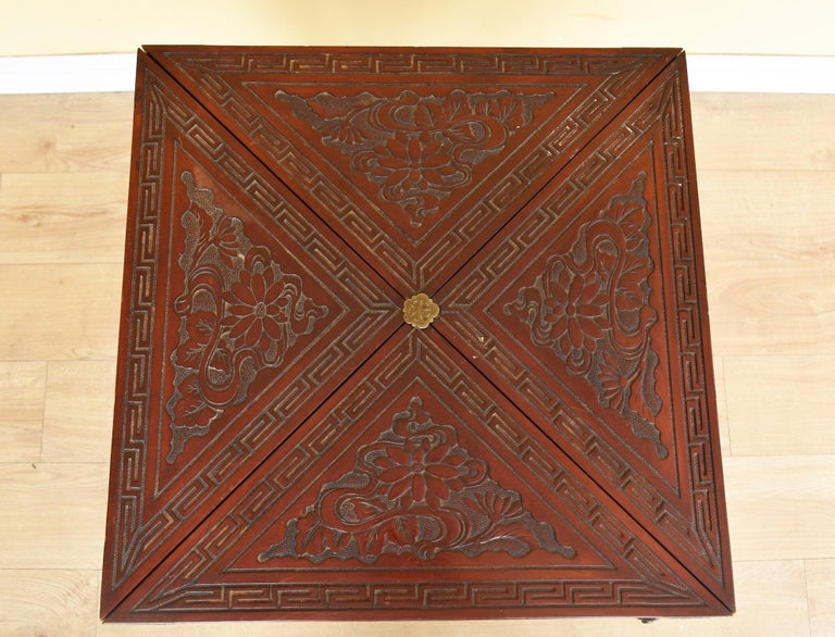 19th Century Chinese Carved Hardwood Envelope Card Table at 1stDibs