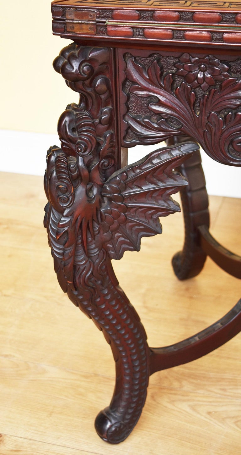 19th Century Chinese Carved Hardwood Envelope Card Table at 1stDibs