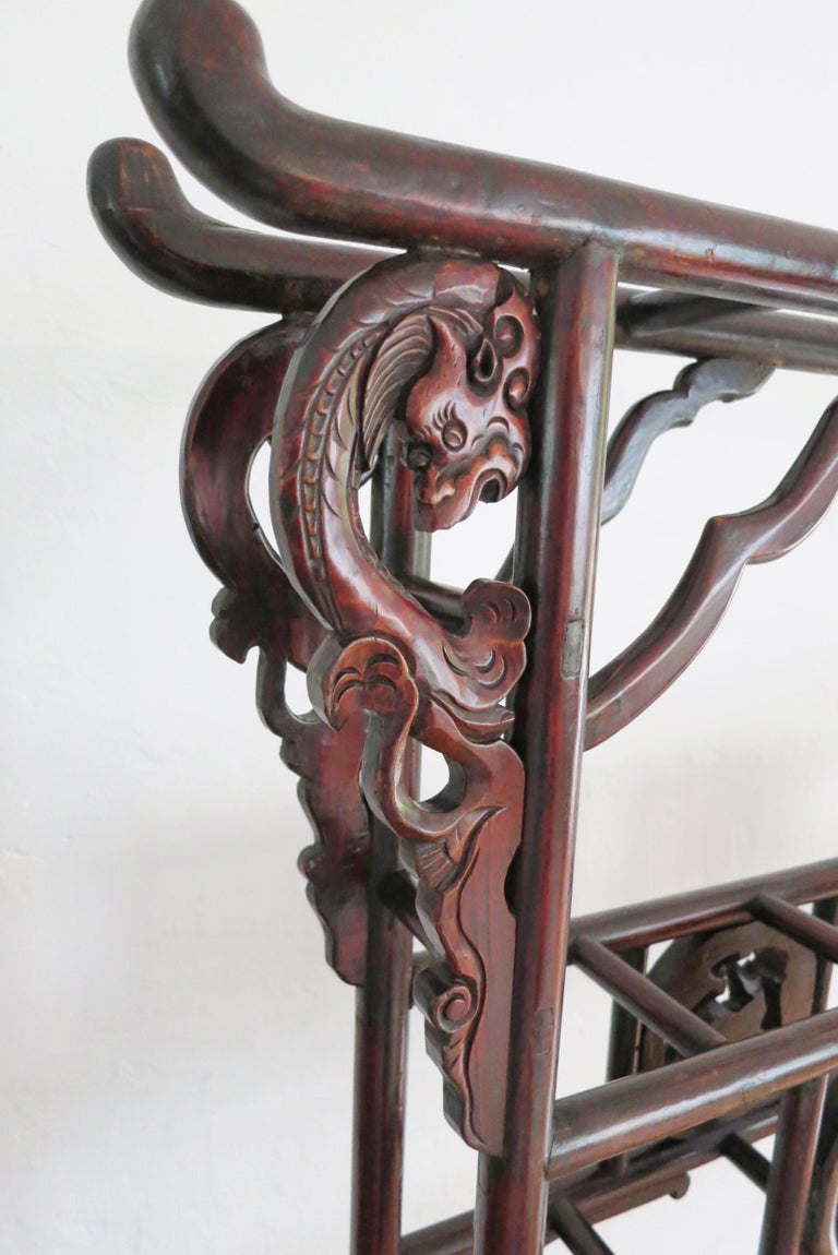 19th Century Chinese Carved Wood Robe Rack For Sale at 1stDibs