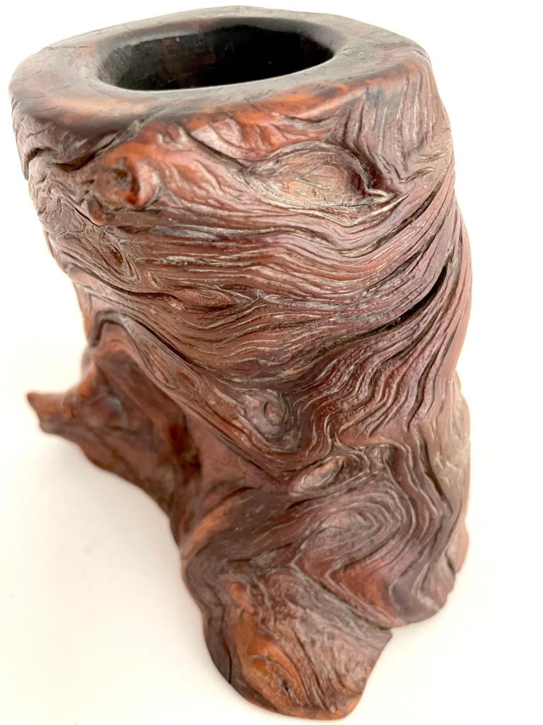 19th Century Chinese Cypress Root Brush Pot For Sale at 1stDibs