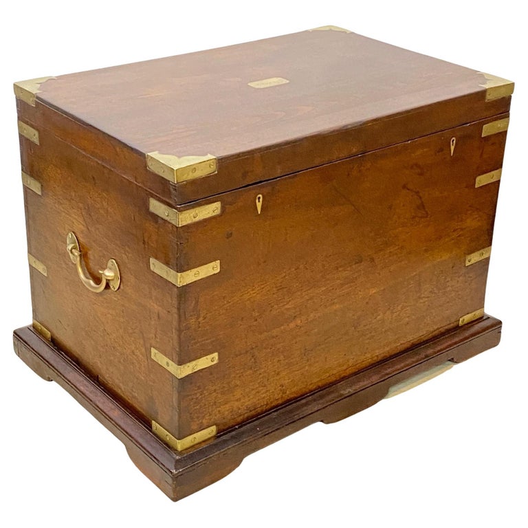 19th Century Chinese Export Mahogany and Brass Chest Trunk / End Table ...