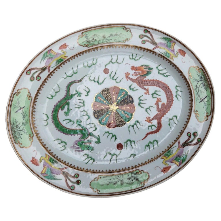 19th Century Chinese Export Oval Platter For Sale at 1stDibs