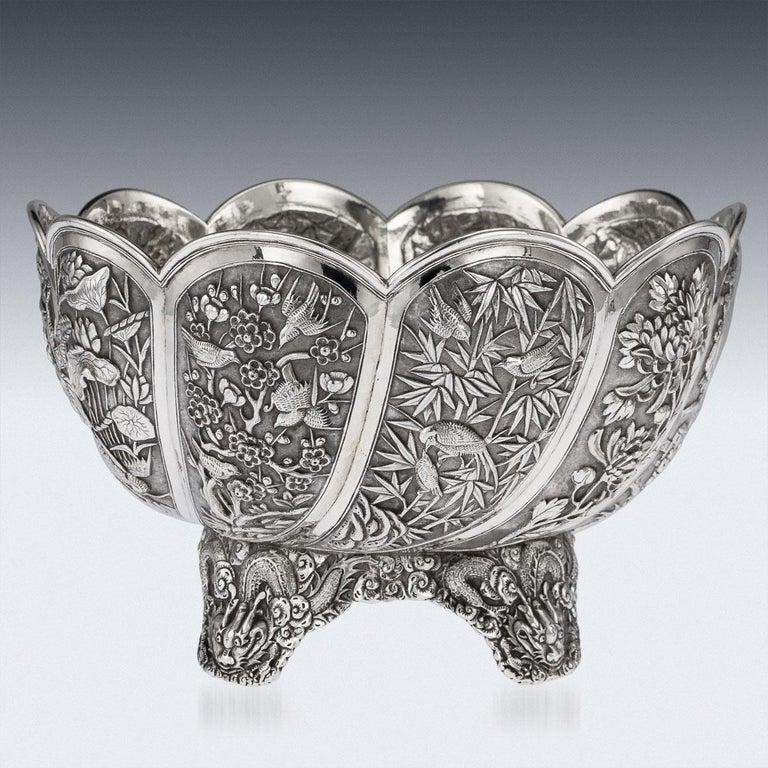 19th Century Chinese Export Silver Bowl Hung Chong Shanghai Circa