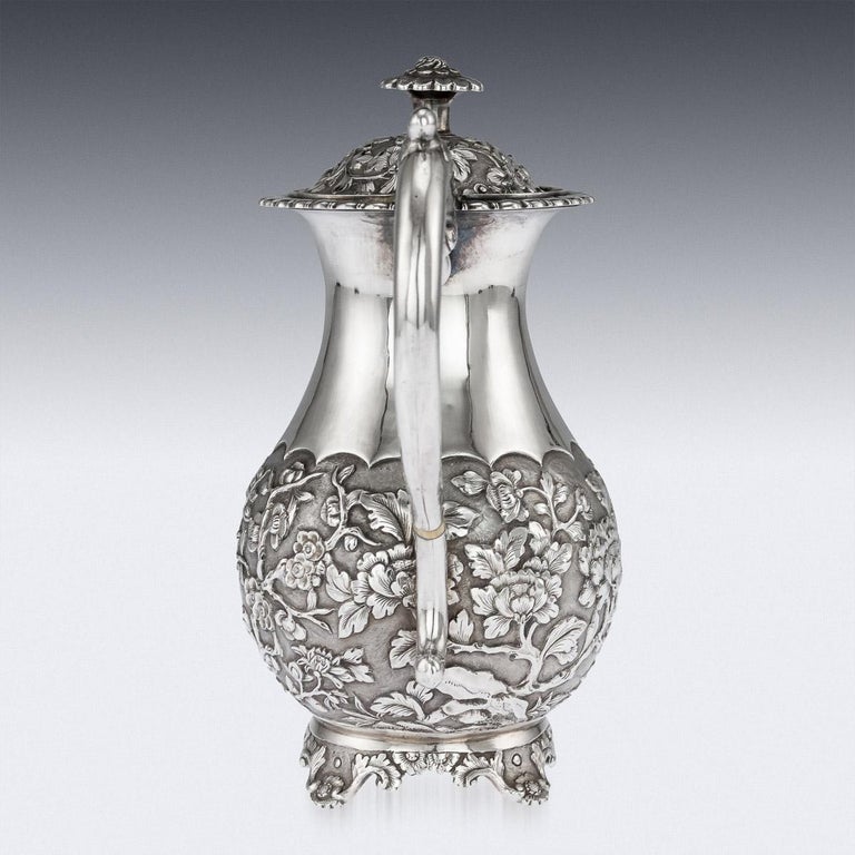 19thc Chinese Export Solid Silver Coffee Pot, Khe Cheong C.1860 at 1stDibs
