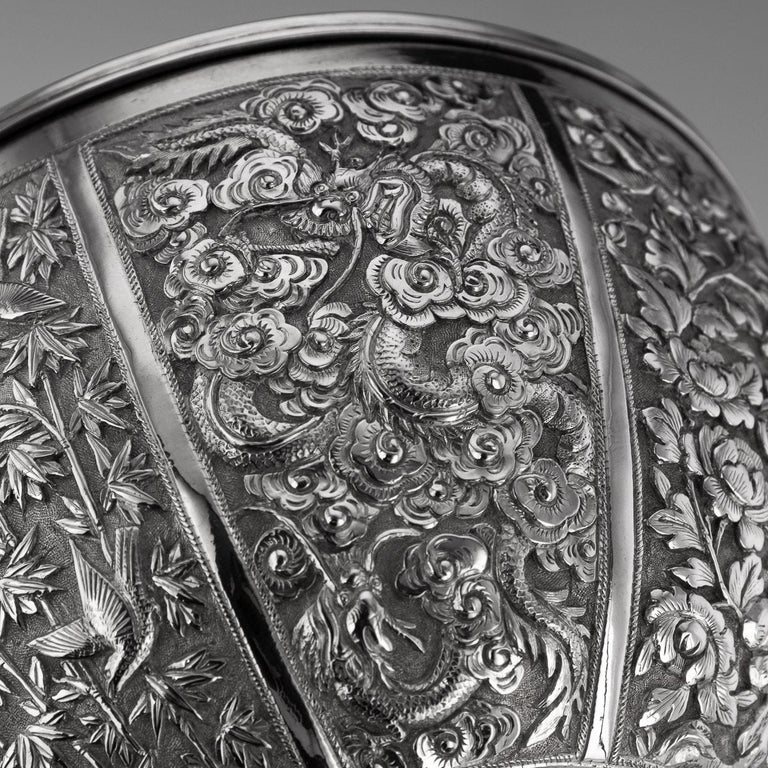 19th Century Chinese Export Solid Silver Finger Bowl and Plate, Wang ...
