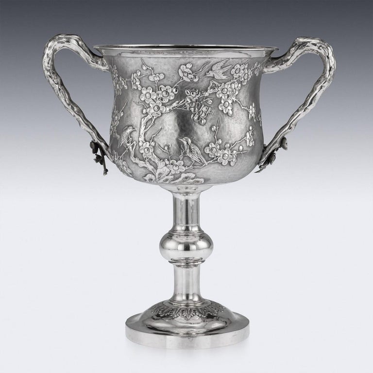 19th Century Chinese Export Solid Silver Trophy Cup, Woshing Shanghai ...