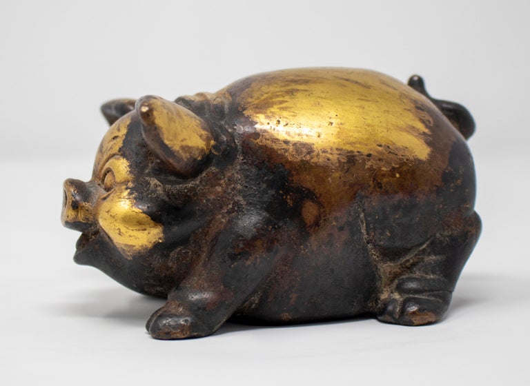 19th Century Chinese Gilt-Bronze Pig For Sale at 1stDibs