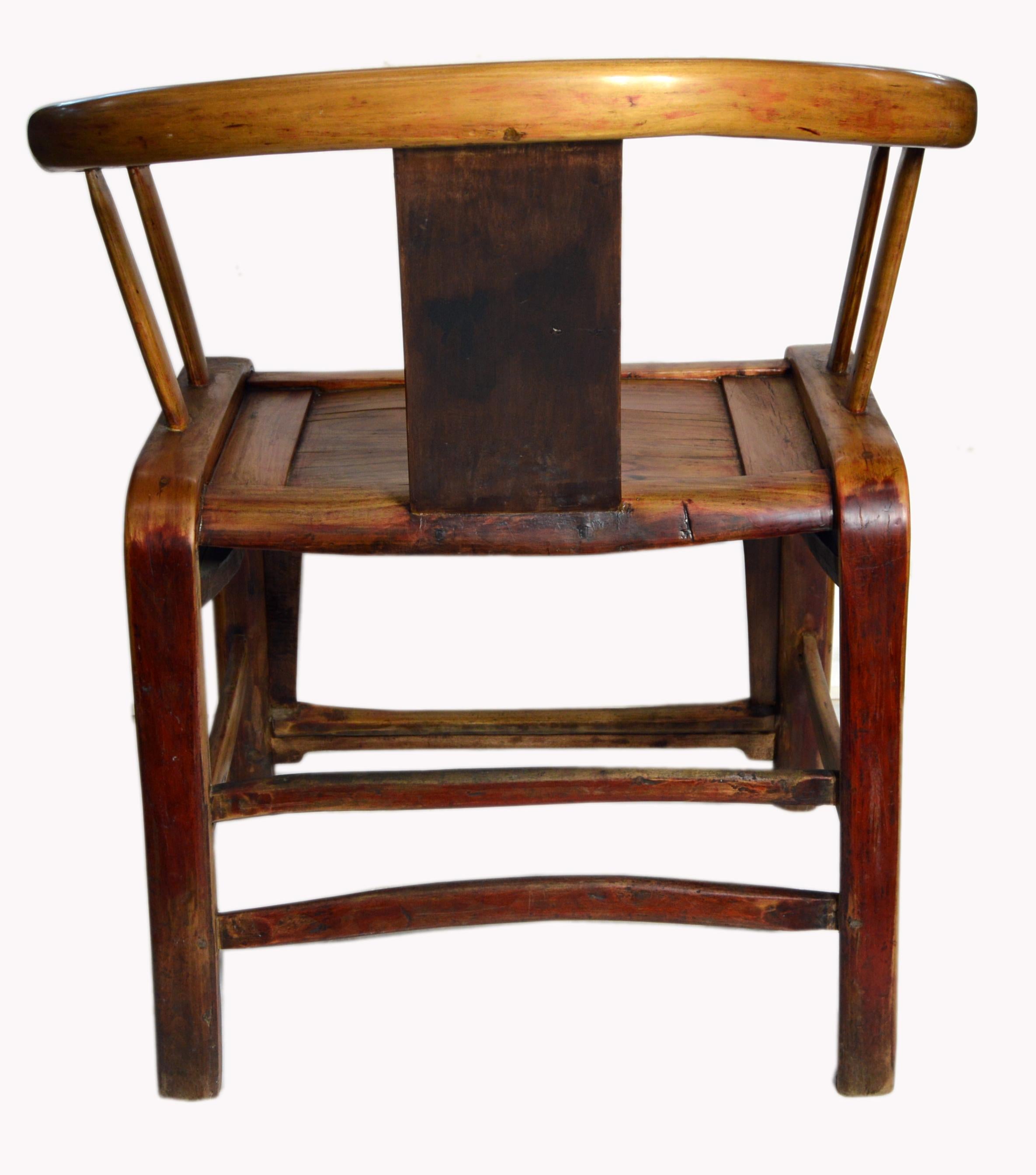 19th Century Chinese Hand-Carved Wooden Chair with Horseshoe Back and ...