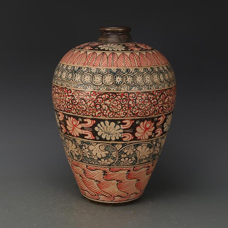 Handmade Jizhou Kiln Ceramic Vase, 19th Century, China, in stock For ...