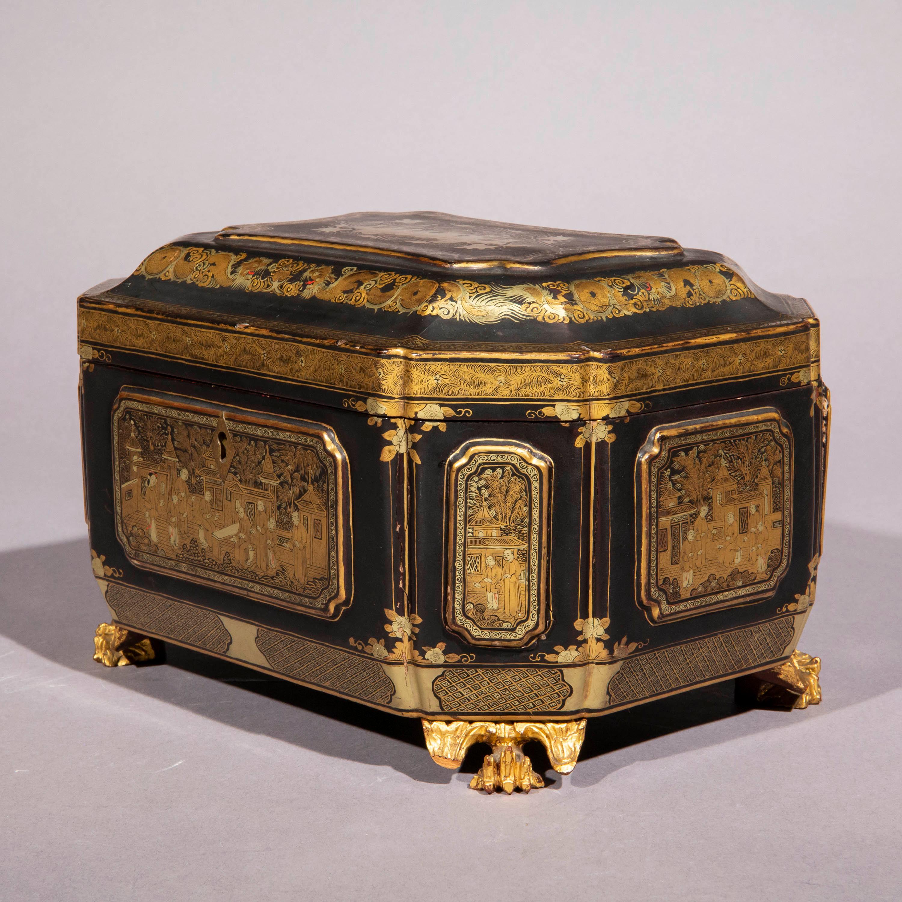 19th Century, Chinese Lacquer Box or Tea Caddy For Sale at 1stDibs
