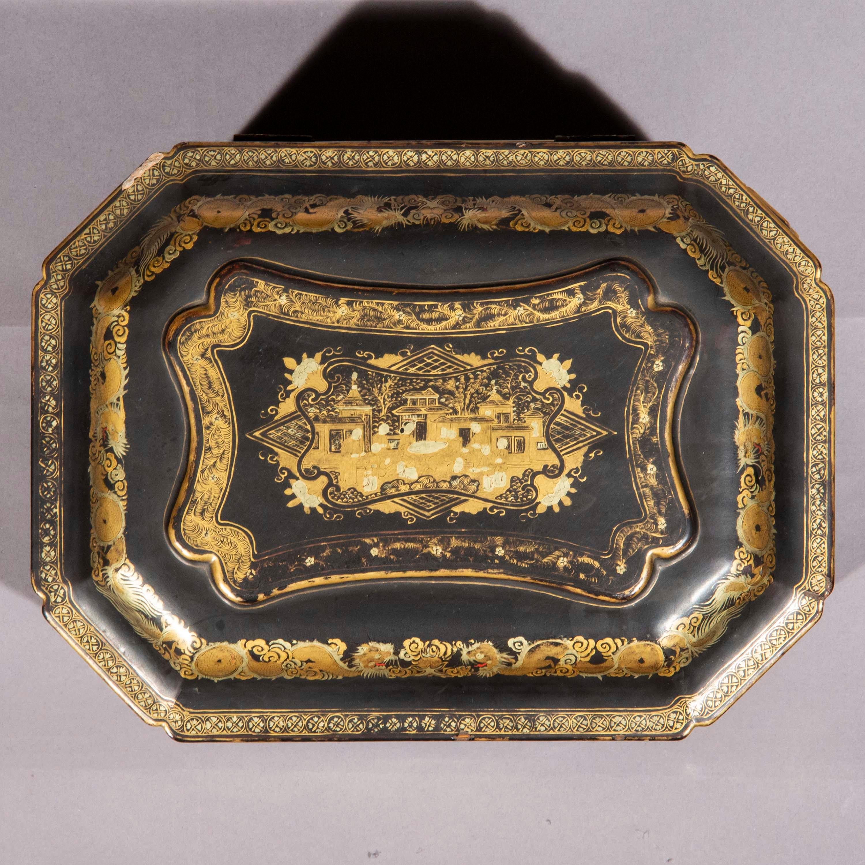 19th Century, Chinese Lacquer Box or Tea Caddy For Sale at 1stDibs