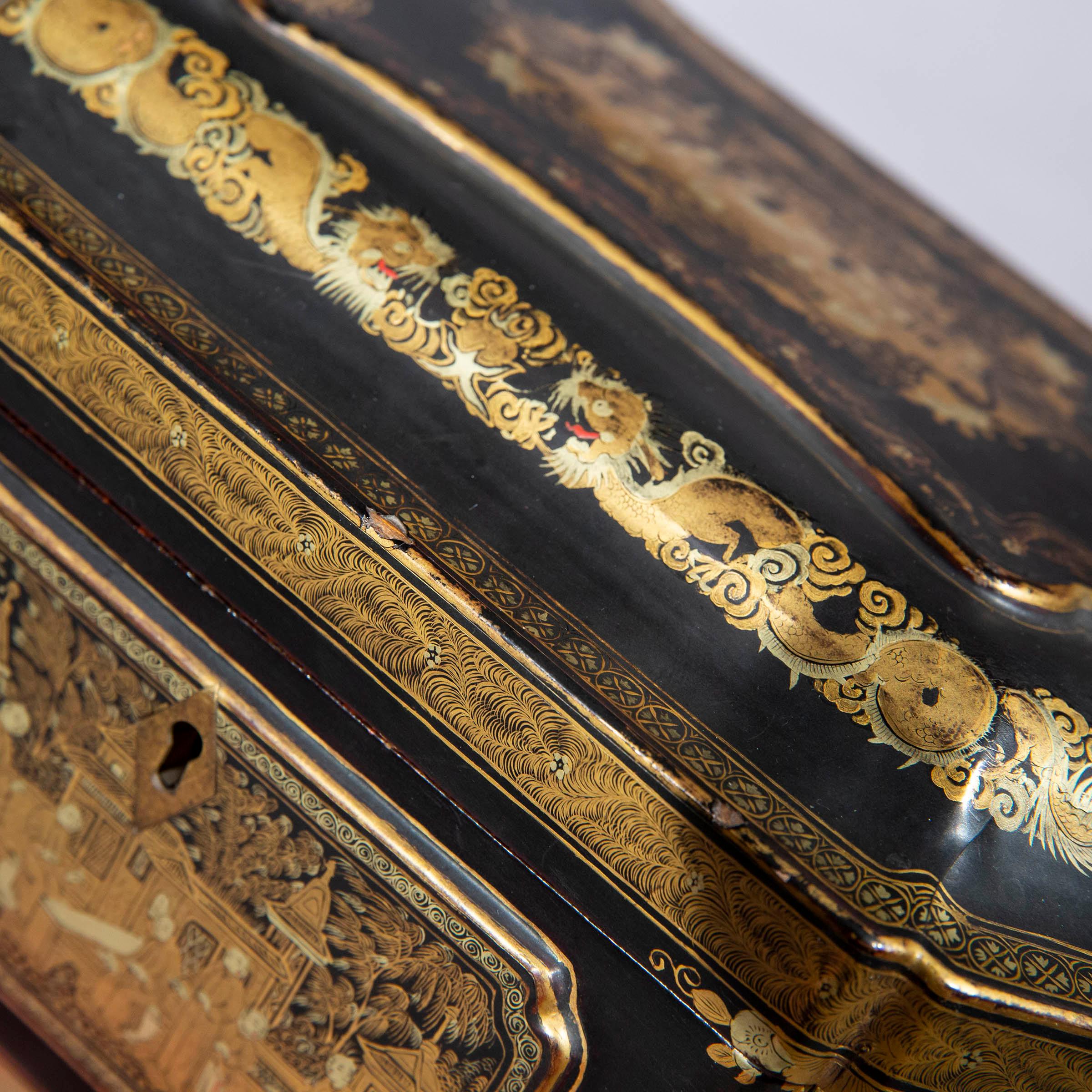19th Century, Chinese Lacquer Box or Tea Caddy For Sale at 1stDibs