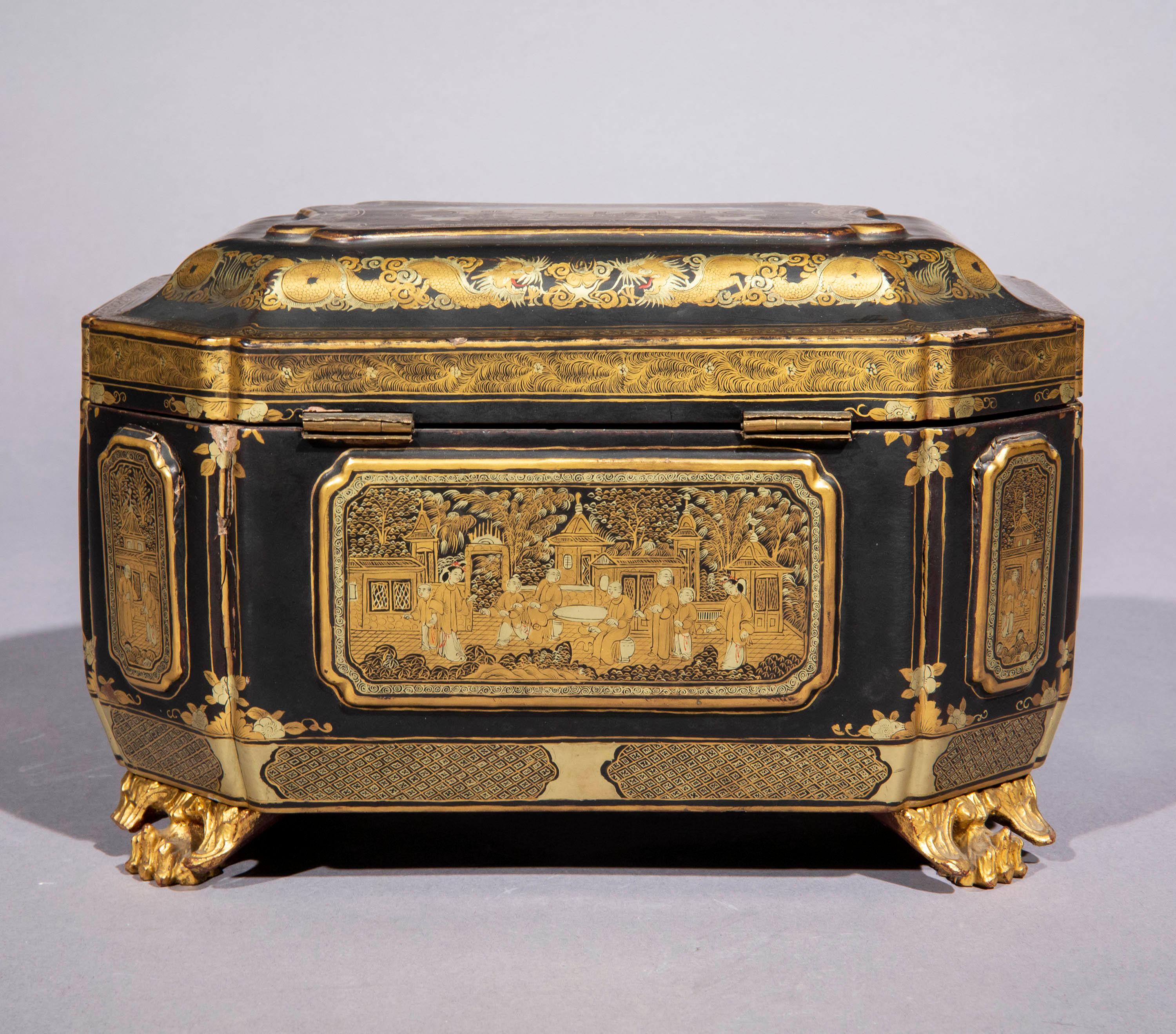 19th Century, Chinese Lacquer Box or Tea Caddy For Sale at 1stDibs