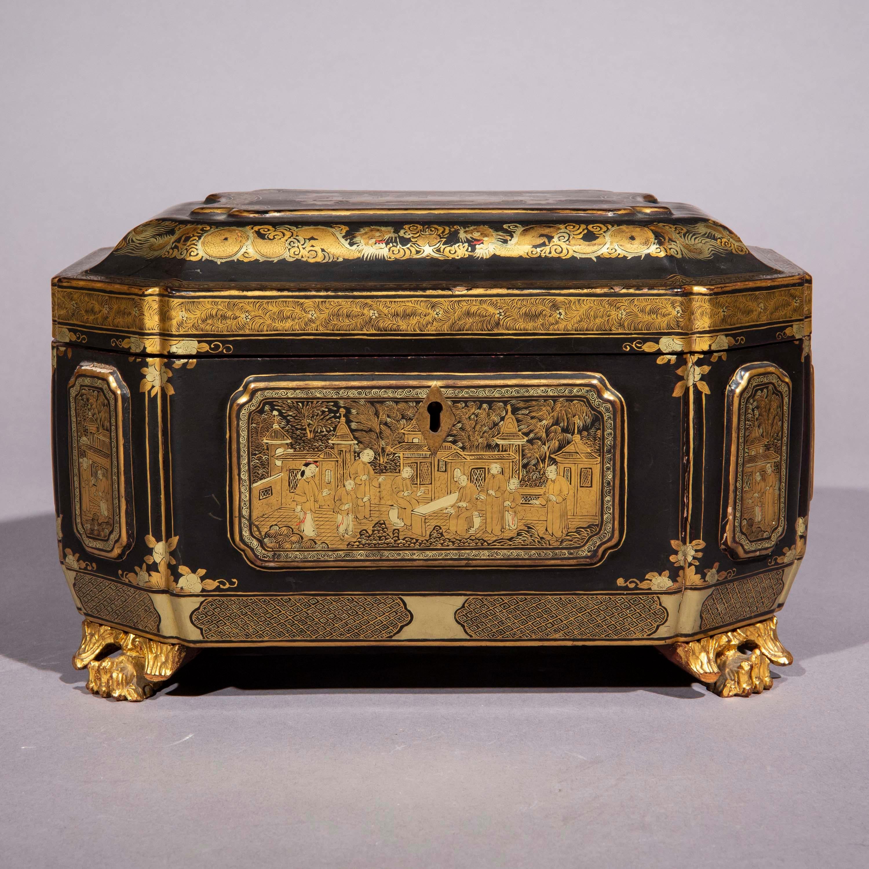 19th Century, Chinese Lacquer Box or Tea Caddy For Sale at 1stDibs