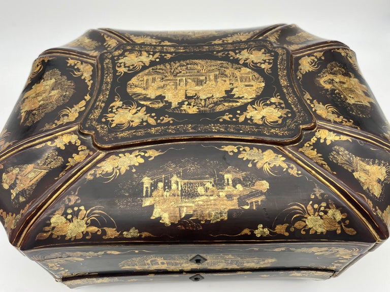 19th Century Chinese Lacquer Sewing Box For Sale at 1stDibs