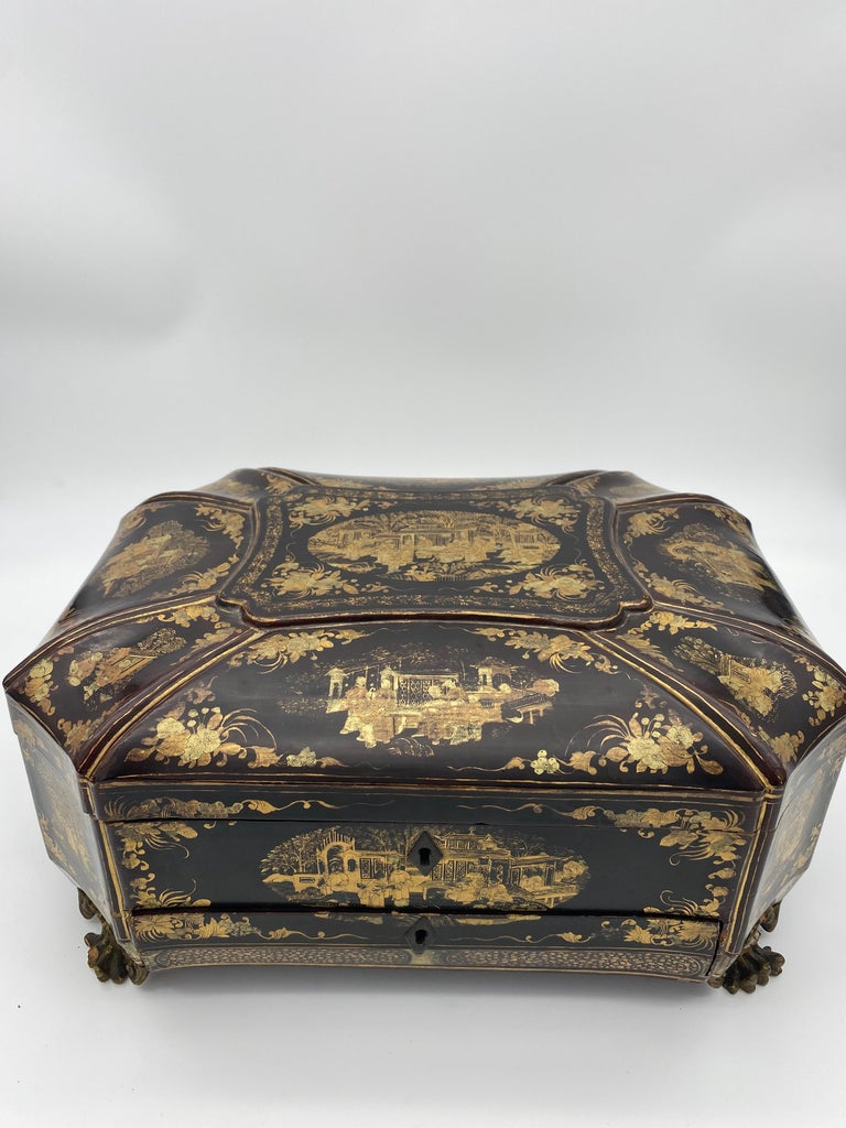 19th Century Chinese Lacquer Sewing Box For Sale at 1stDibs