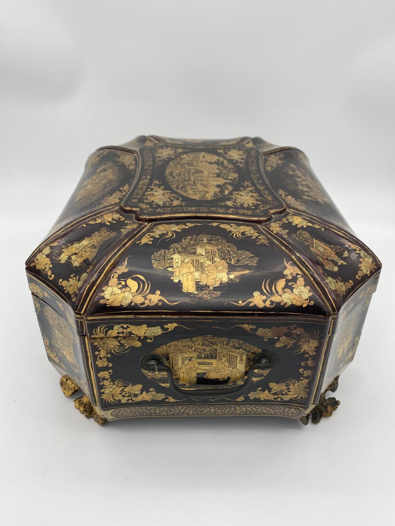 19th Century Chinese Lacquer Sewing Box For Sale at 1stDibs