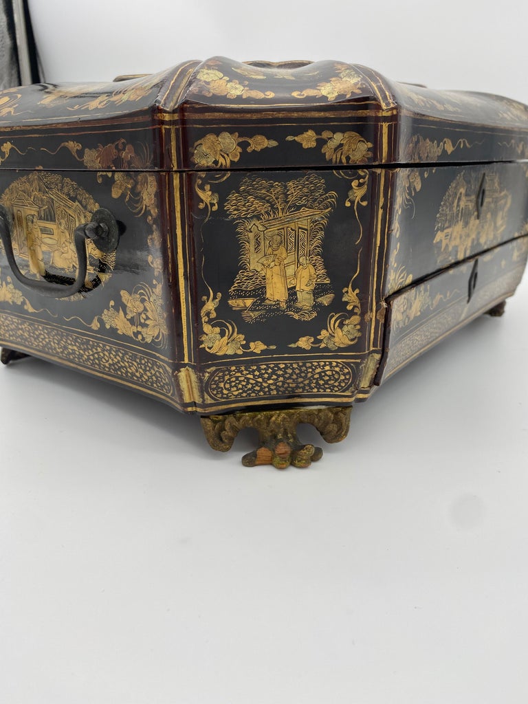 19th Century Chinese Lacquer Sewing Box For Sale at 1stDibs