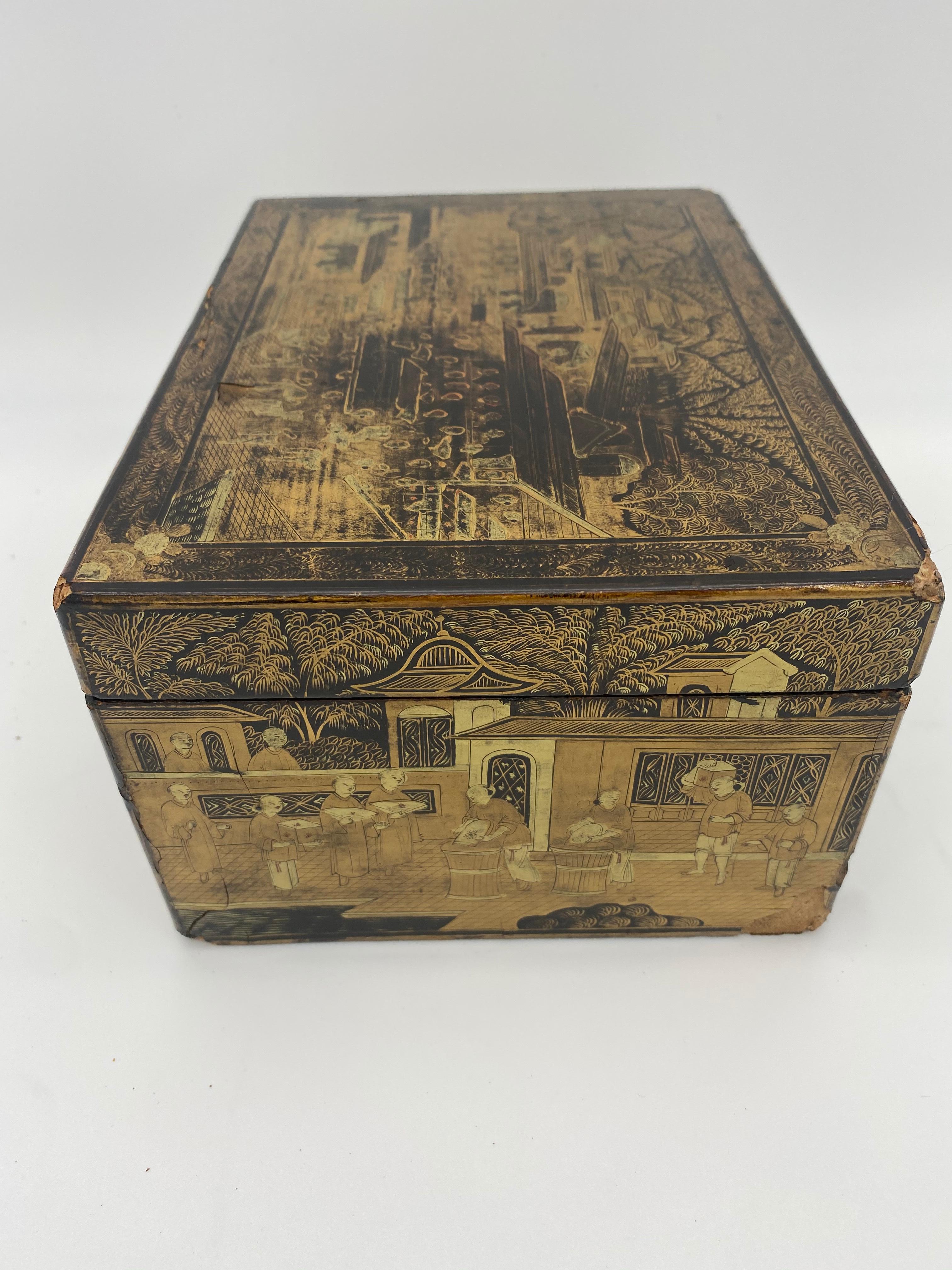 19th Century Chinese Lacquer Tea Caddy at 1stDibs | queencard box ...