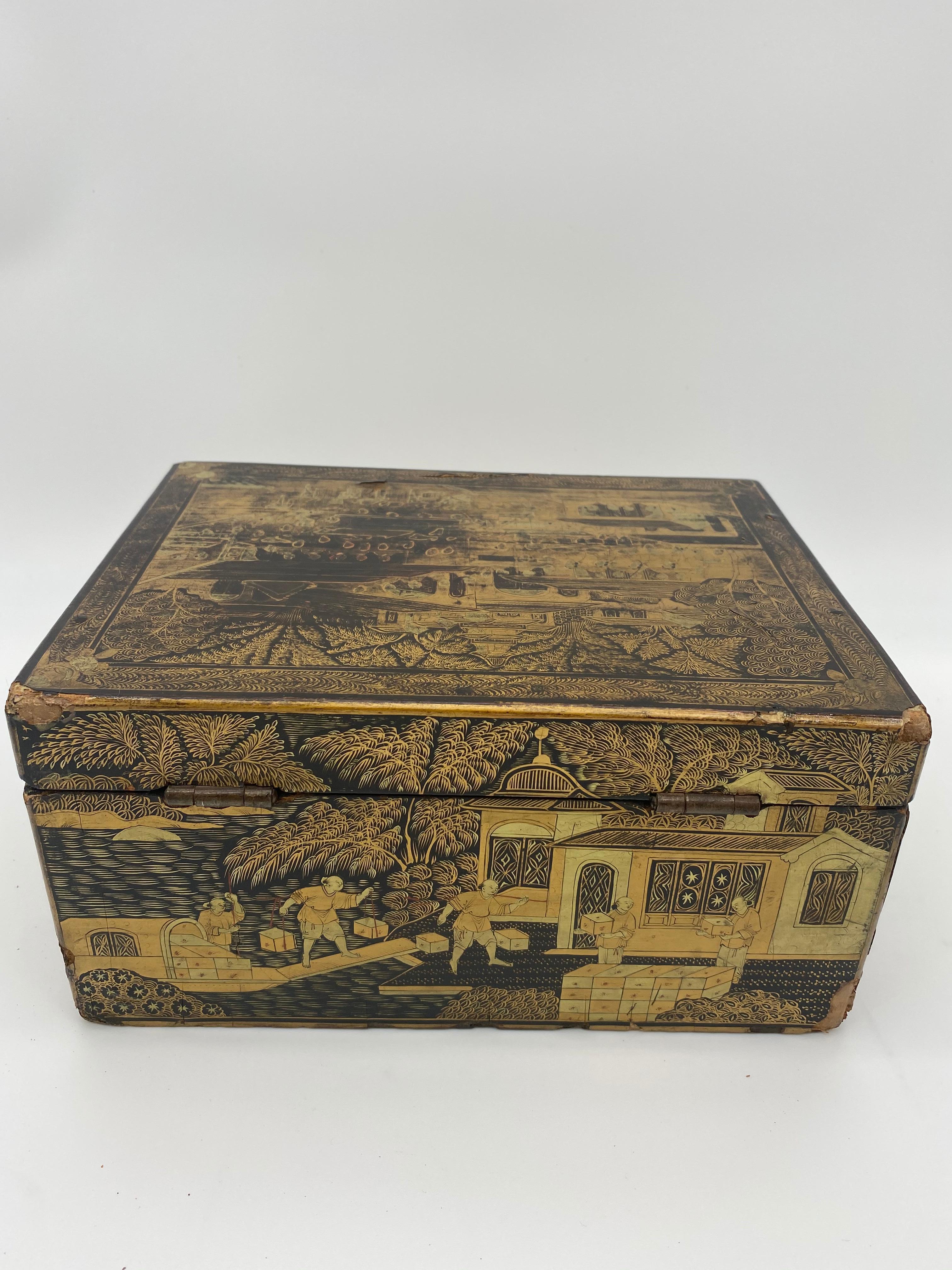 19th Century Chinese Lacquer Tea Caddy at 1stDibs | queencard box ...