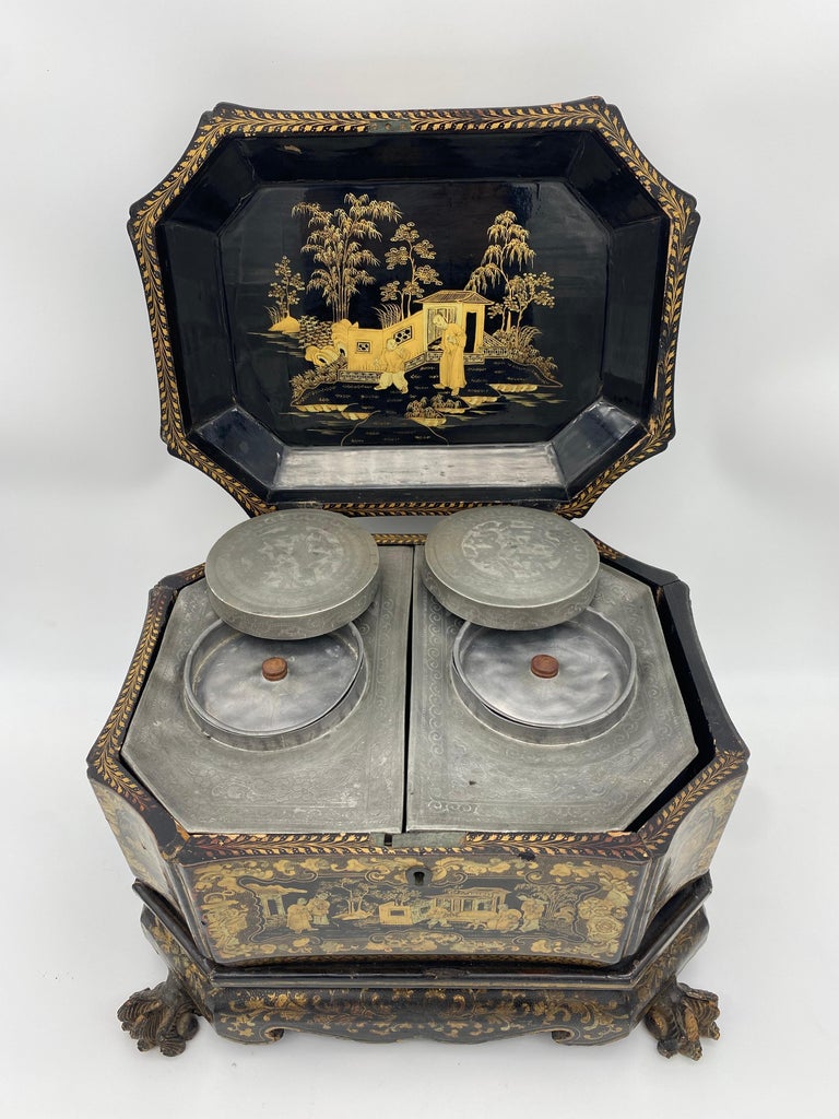 19th Century Chinese Lacquer Tea Caddy For Sale at 1stDibs