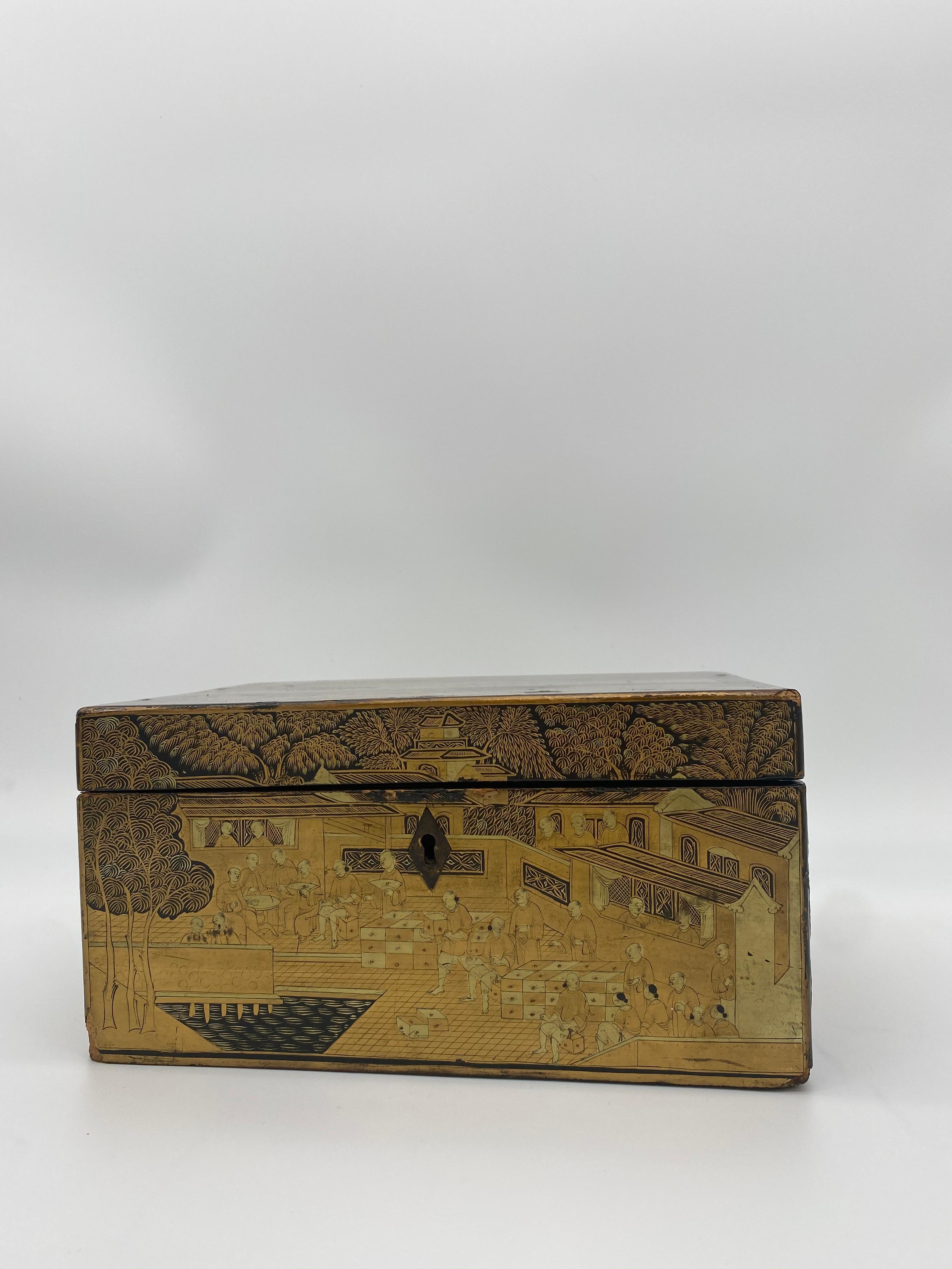 19th Century Chinese Lacquer Tea Caddy at 1stDibs | queencard box ...